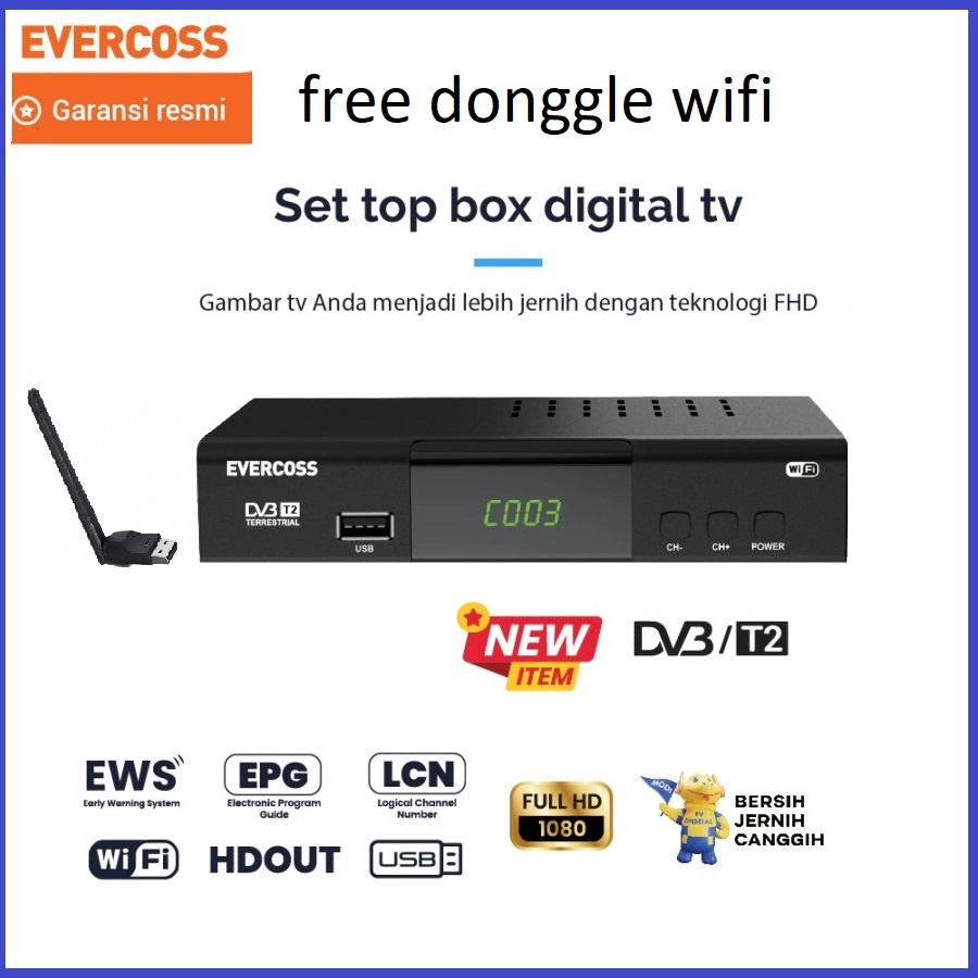 Jual Evercoss Set Top Box Pro digital TV receiver Full HD free donggle ...