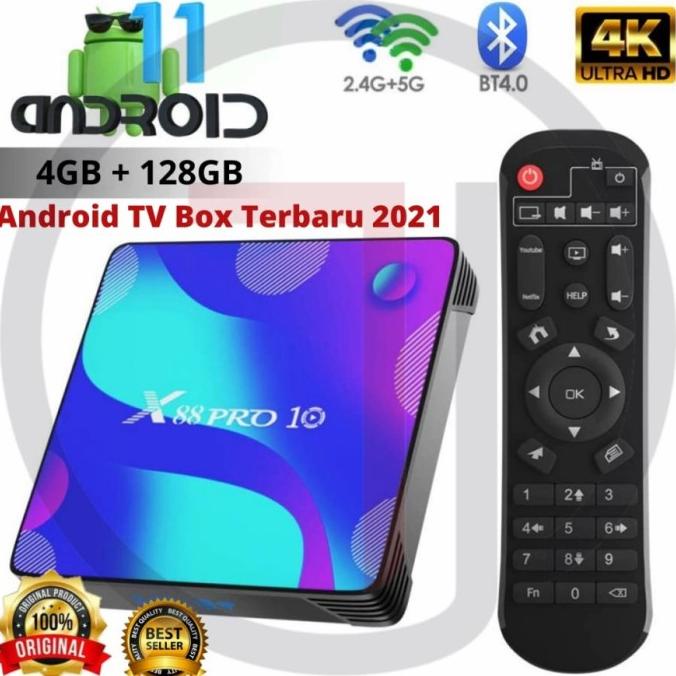 Jual Android Tv Box X88 Pro 10 RK3318 RAM 4GB ROM 128GB Android 11 ORIGINAL | Shopee Indonesia