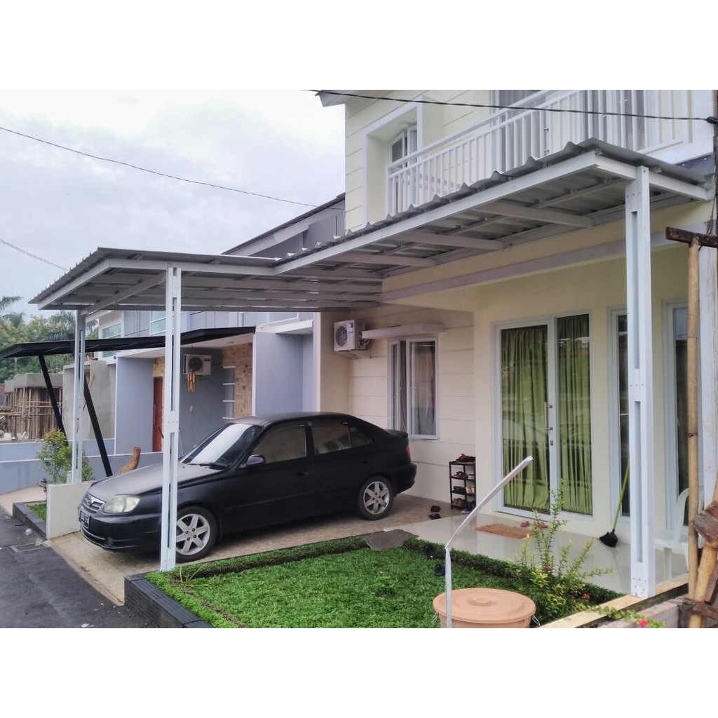 Jual Kanopi Baja Ringan + Atap Spandek (Minimalis Tiang Double + Cat ...