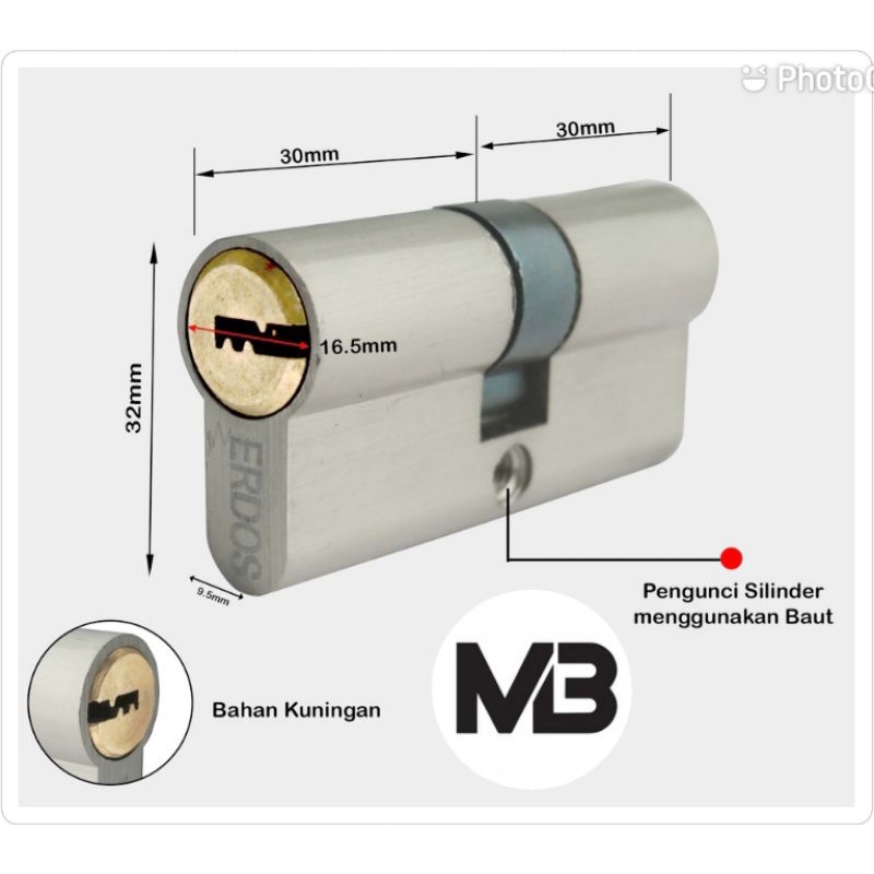 Jual Silinder Kunci Pintu Besar 32mm dan Kecil 28mm Komputer Key 60mm | Shopee Indonesia