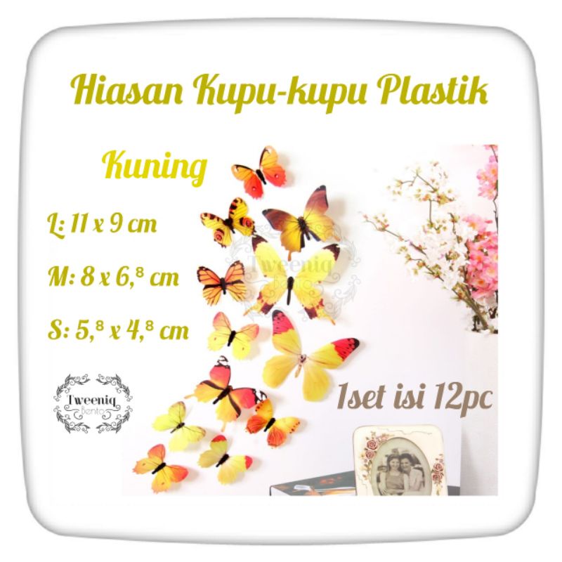 Jual Hiasan kupu kupu plastik 3D butterfly wall decoration cake topper ...