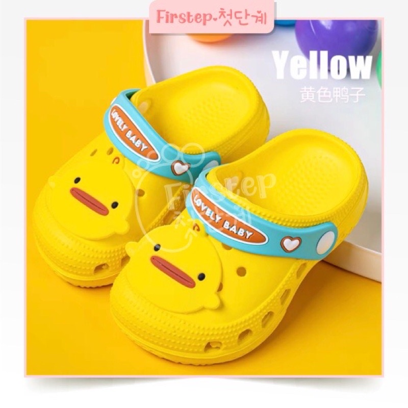 Jual Sandal Karet Anak Crocs EVA Karakter Kartun Yellow Duck Bebek ...