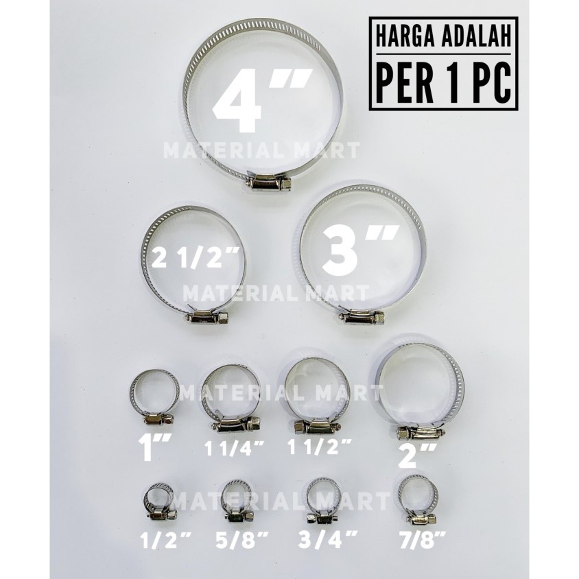 Jual Klem Selang Stainless 1/2 | Hose Clamp 5/8 | Penjepit Selang 3/4 ...