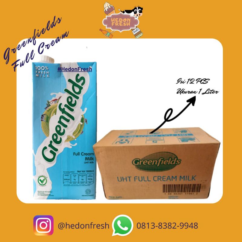 Jual Susu UHT Greenfields Full Cream 1 Liter isi 12 pcs Karton/Dus | Shopee Indonesia