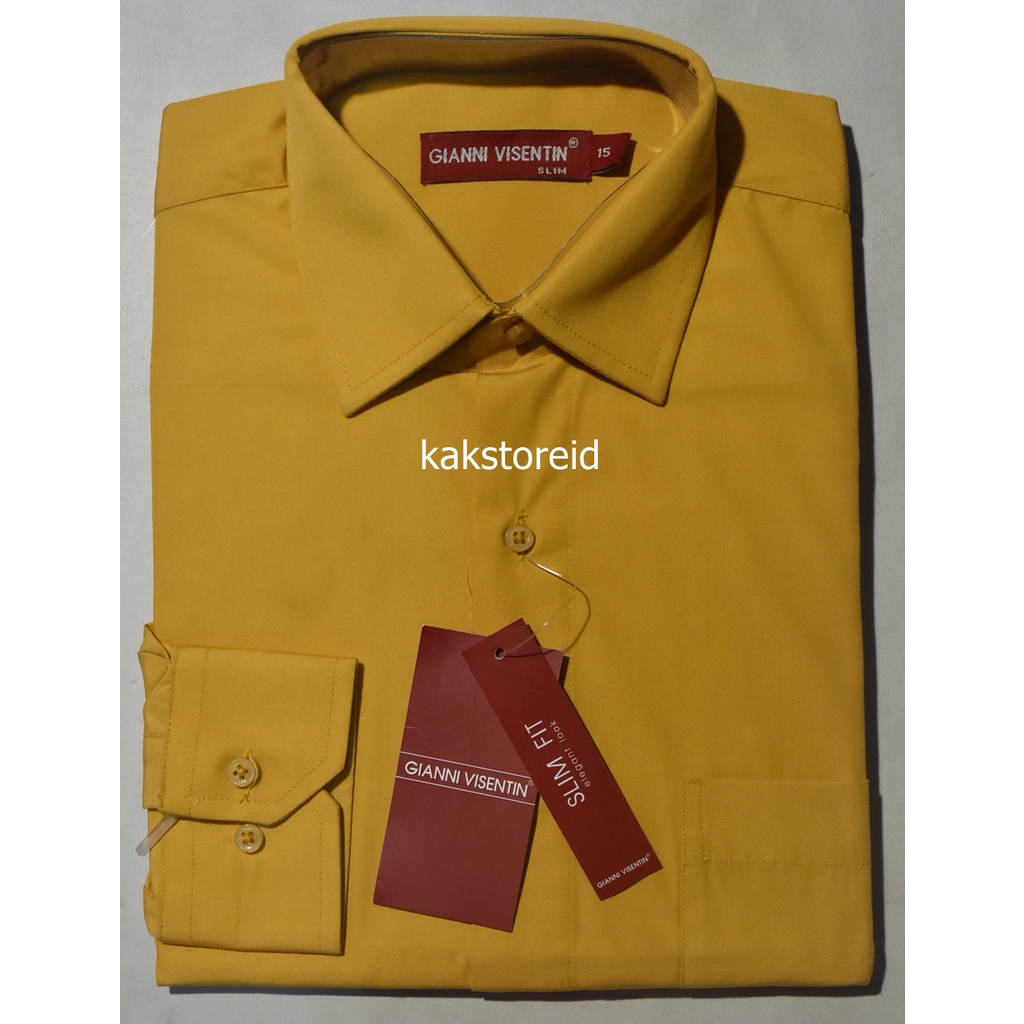 Jual GIANNI VISENTIN Kemeja Pria Formal Lengan Panjang Kuning Slimfit ...