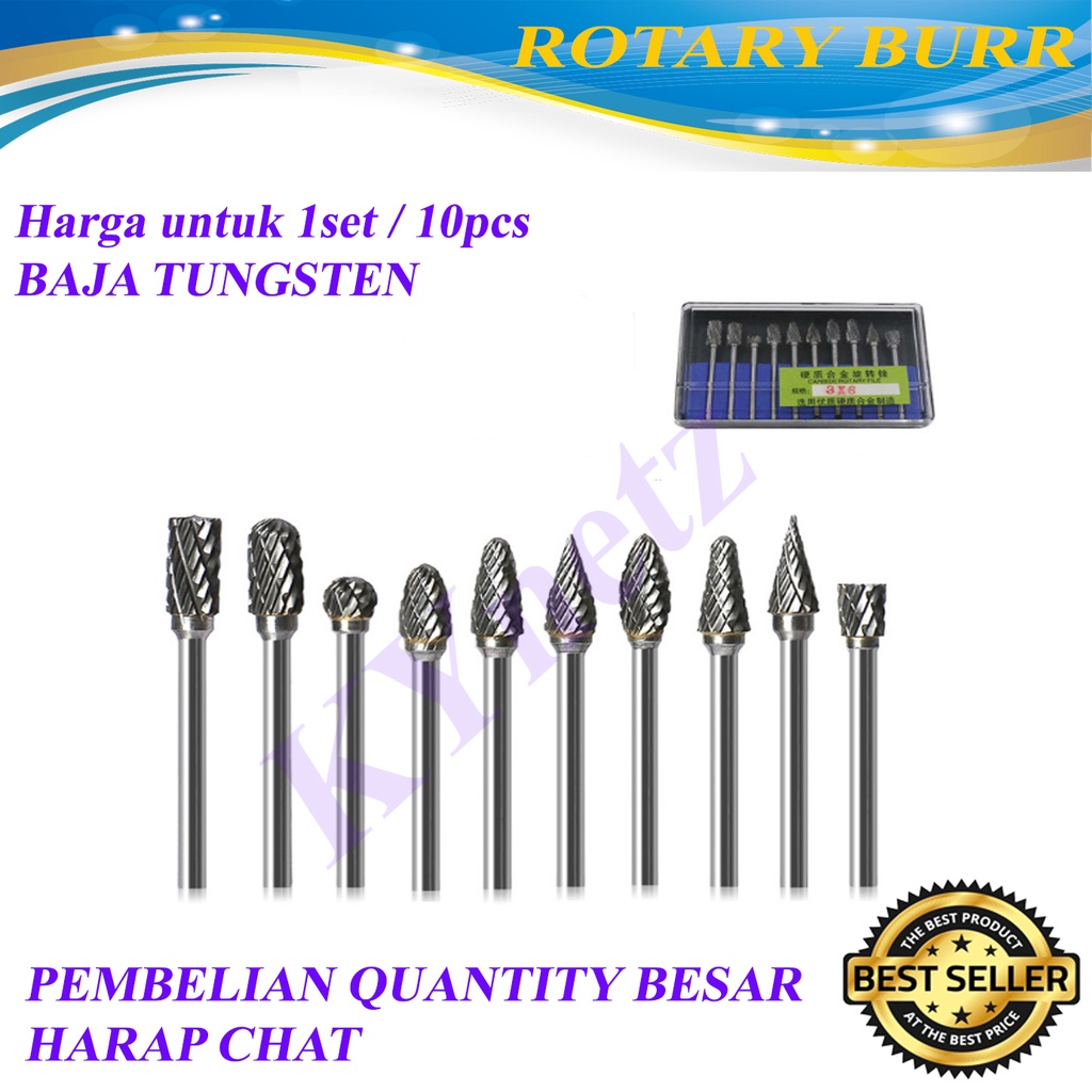 Jual Mata Bor Mini Rotary Burr Bor Tuner Tungsten Carbide As 3mm ...