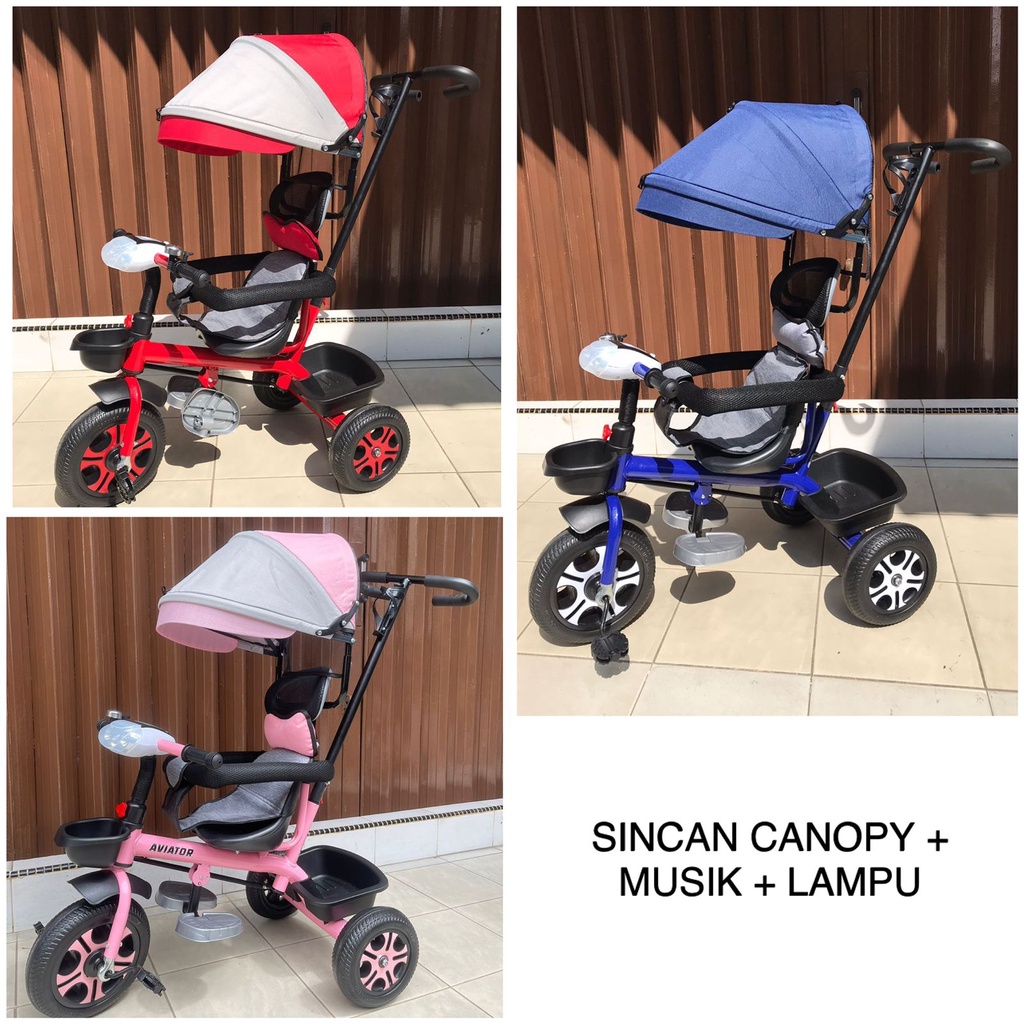 Jual (BATAM) Sepeda Dorong Anak Tiga Roda Tricycle Shincan Kanopi Warna ...