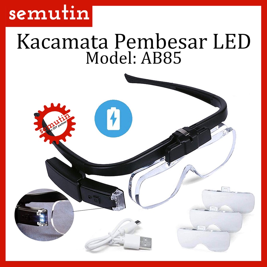 Jual Kacamata Pembesar LED AB85 / Kaca Mata Servis / Lampu Reparasi ...
