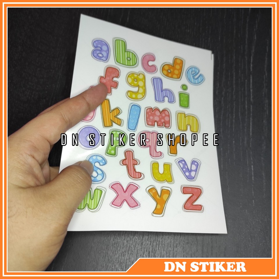 Jual stiker huruf cutting stiker belajar anak stiker huruf alfabet a-z ...