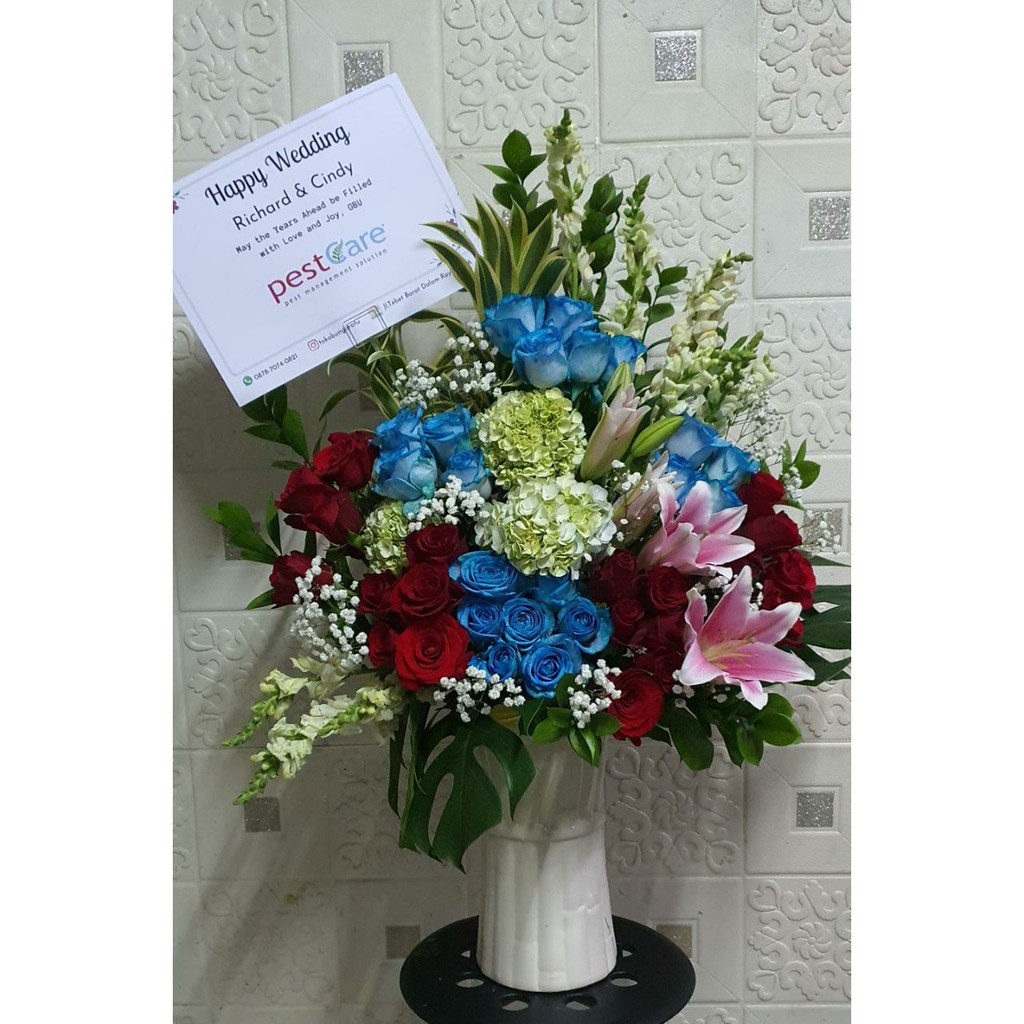Jual RANGKAIAN BUNGA SEGAR | BUNGA MEJA MAWAR BIRU HYDRANGEA ROSE ...