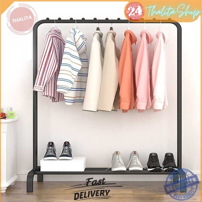 Jual Stand Hanger Rak Gantungan Baju Pakaian Sepatu Sandal Frame Kokoh ...