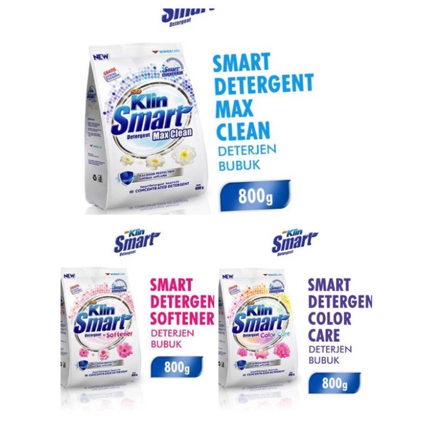 Jual SOKLIN SMART Deterjen Bubuk White 800gr So Klin Smart Detergent ...
