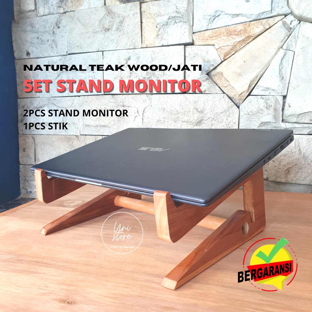 Jual Stand Laptop Stik Kayu Meja Stand Monitor Portable Unik Minimalis ...