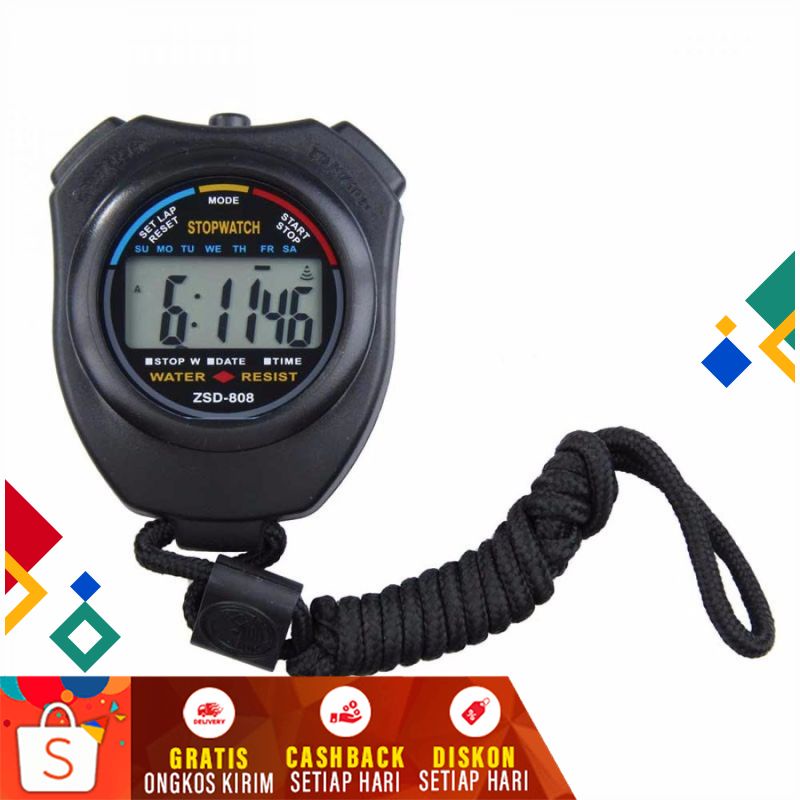 Jual Stopwatch Profesional LCD dengan Strap Layar LED Stop Watch ...