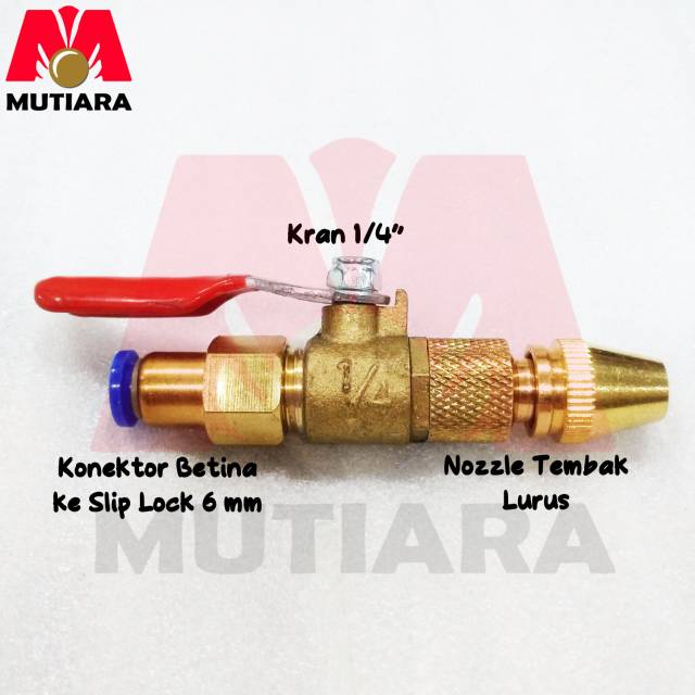 Jual Nozzle Tembak Kuningan Apollo + Kran 1/4" + Slip Lock Female 6 mm ...