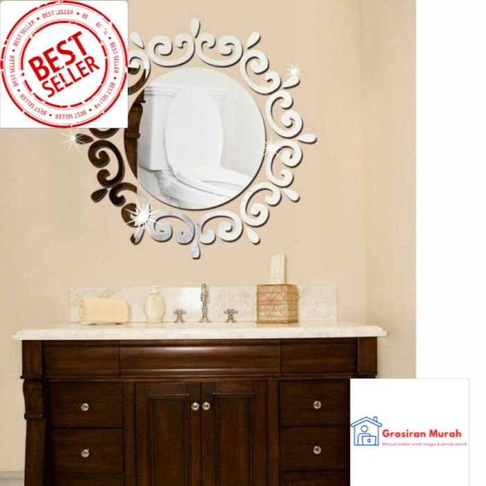 Jual Stiker Tempel Dinding Cermin Bulat akrilik Wall Sticker Mirror ...
