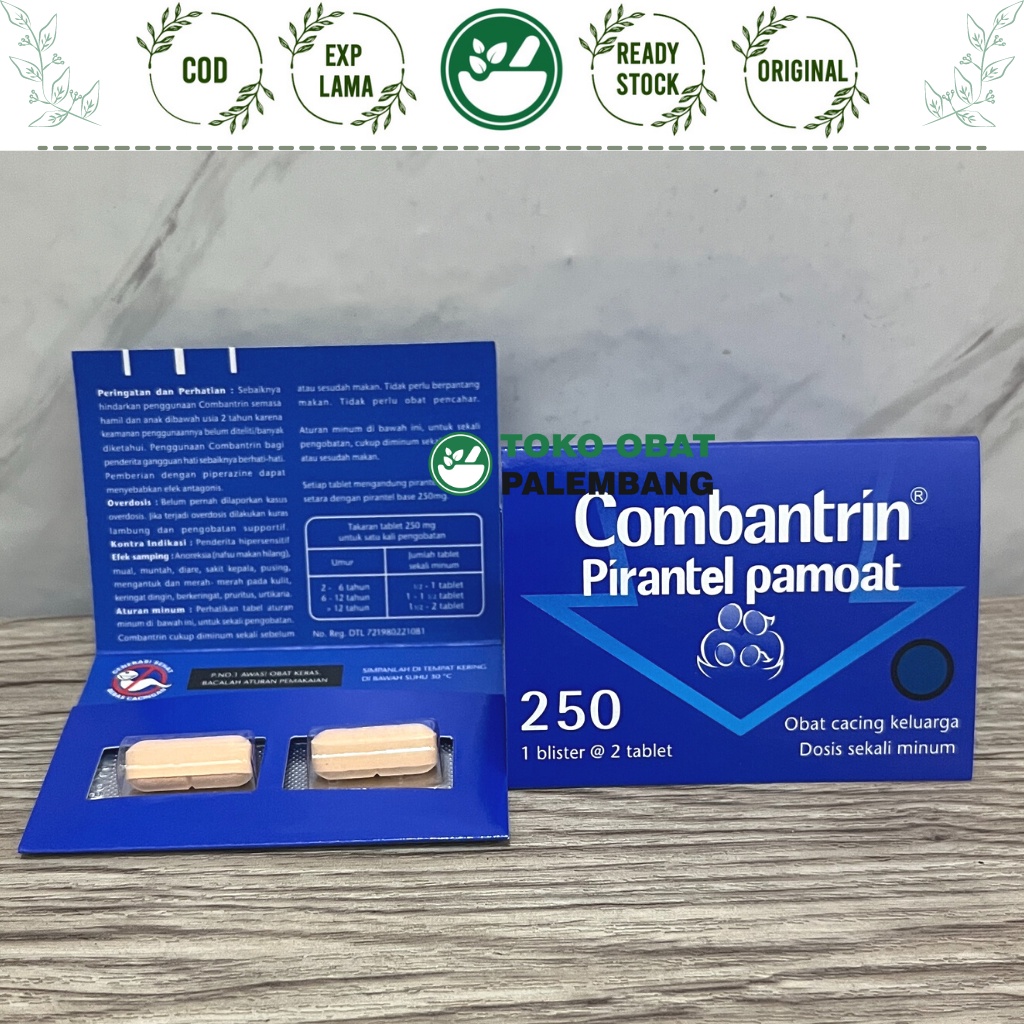 Jual COMBANTRIN 250 MG 2 TABLET PIRANTEL PAMOAT OBAT CACING | Shopee ...