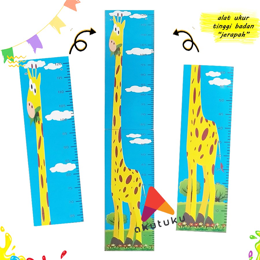 Jual Alat ukur tinggi badan dinding anak tema buah dan hewan | Media ...
