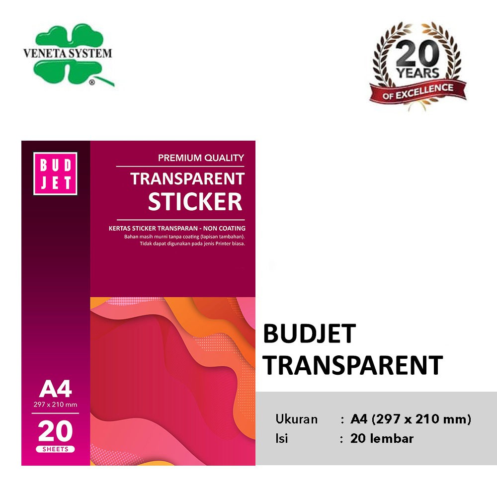 Jual Budjet Transparent Sticker / Kertas Stiker Transparan Bening A4 ...
