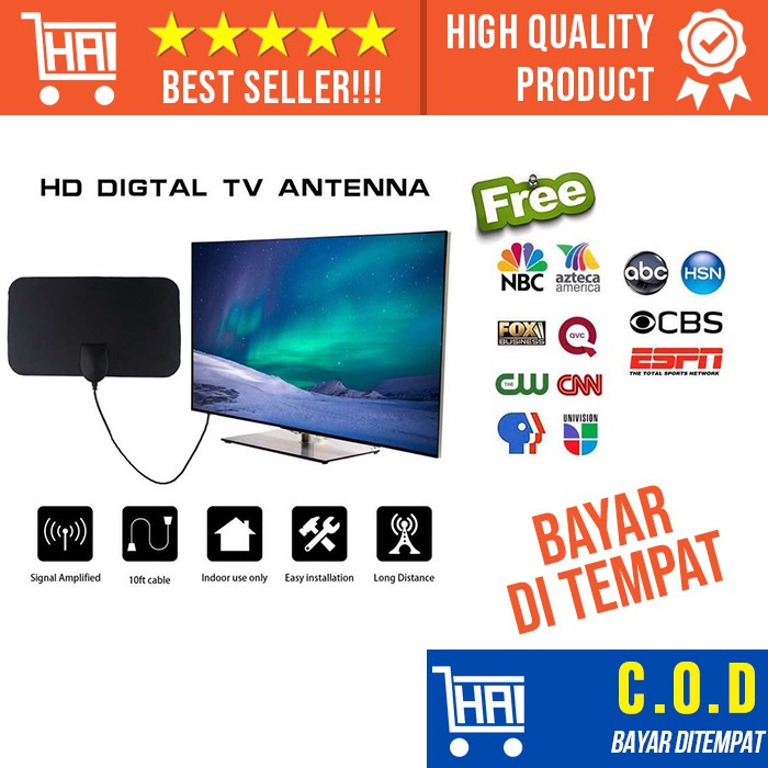 Jual ANTENA TV DIGITAL INDOOR DVBT2 4K HIGH GAIN 25DB PENANGKAP SINYAL ...