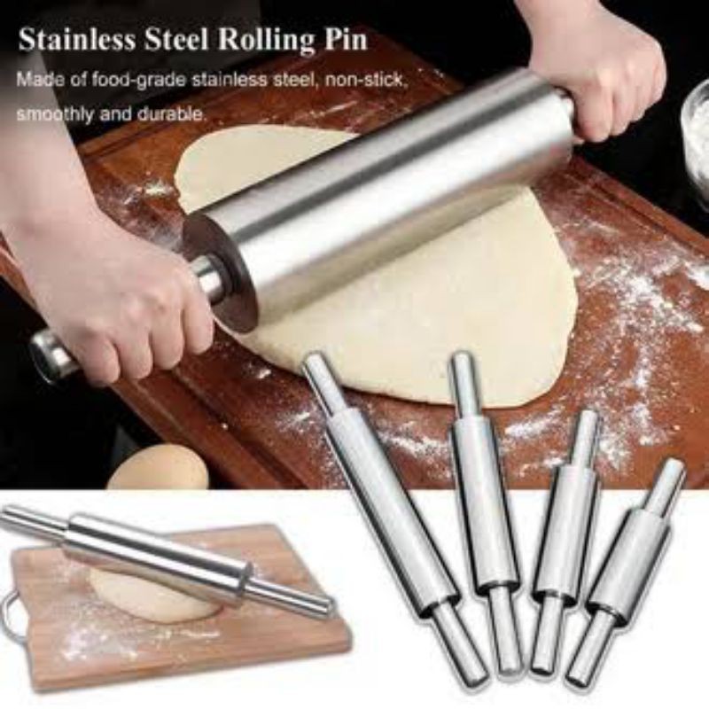 Jual ROLLING PIN BESAR STAINLESS / ROLL PERATA ADONAN KUE | Shopee ...