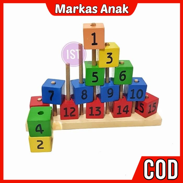Jual Mainan Anak Anak Umur 3 4 5 6 Tahun Piramida Balok Belajar Angka ...