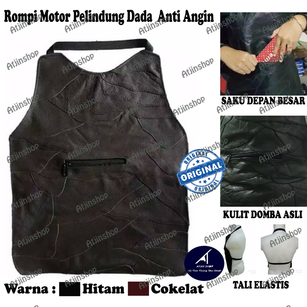Jual Rompi Motor Kulit Pelindung Dada Anti Angin Kulit Domba Asli Biker ...