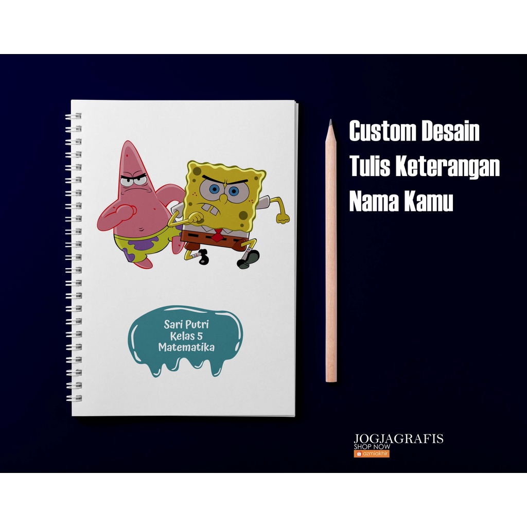 Jual Buku Notebook Anime Spongebob A5 Custom Desain / BUKU TULIS CUSTOM ...