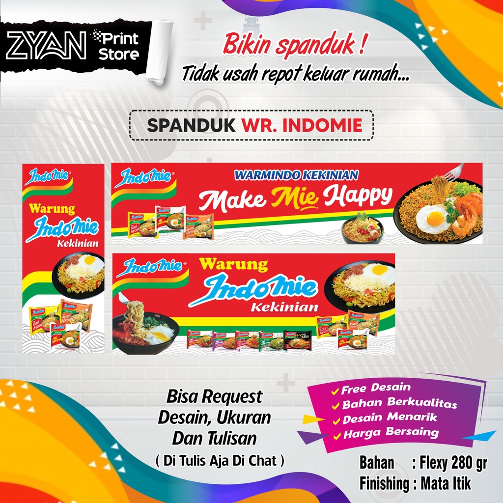 Jual SPANDUK BANNER WARMINDO WARUNG INDOMIE | Shopee Indonesia