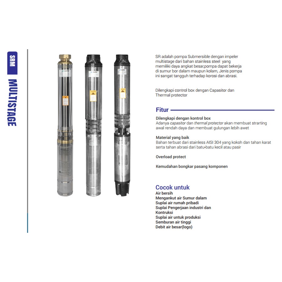 Jual INOTO 4SRM 1012 3hp output 2” inch kabel pendek pompa air ...