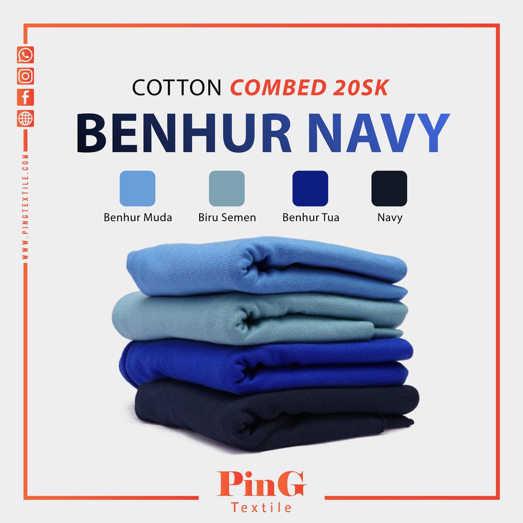 Jual COTTON COMBED 20SK | BIRU BENHUR NAVY BAHAN KAIN KAOS | Shopee ...