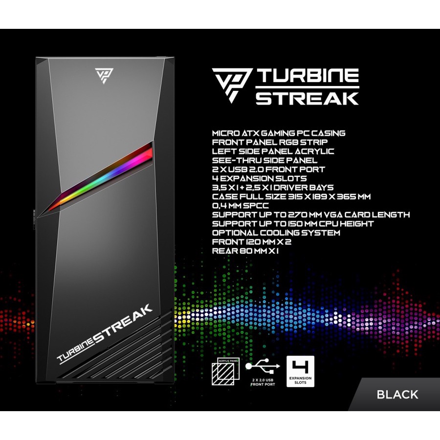 Jual CASING KOMPUTER GAMING PC CASE VARRO TURBINE STREAK ACRYLIC SIDE ...