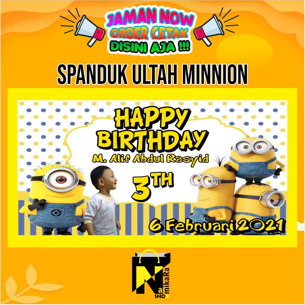 Jual BANNER SPANDUK BACKDROP ULANG TAHUN tema MINION ukuran 2mx1m ...