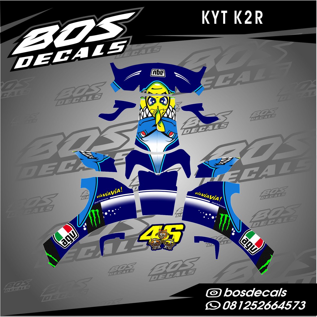 Jual Sticker Decal Helm KYT K2R Part 1 | Decal helm | Decal sticker ...