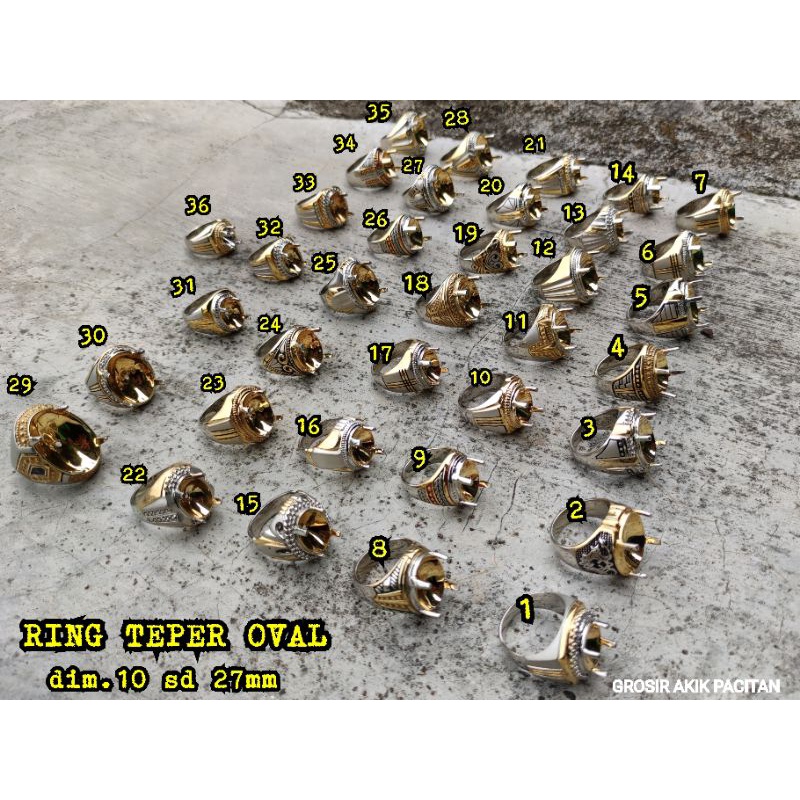 Jual RING TEPER BENTUK OVAL KOMBINASI SILVER GOLD /pcs | Shopee Indonesia