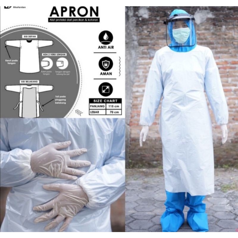 Jual APD apron medis Surgical lengan panjang dengan ujung karet ...