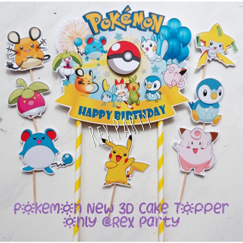 Jual Pokemon Cake Topper/Cake Topper 3D Pokemon/Topper Pikachu/ Topper ...