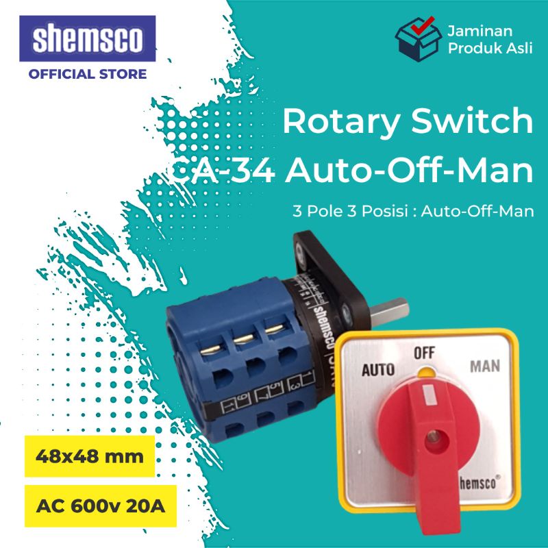 Jual AC 600v 20A Rotary Selector Switch 3 Posisi 3 Pole AUTO-OFF-MAN ...