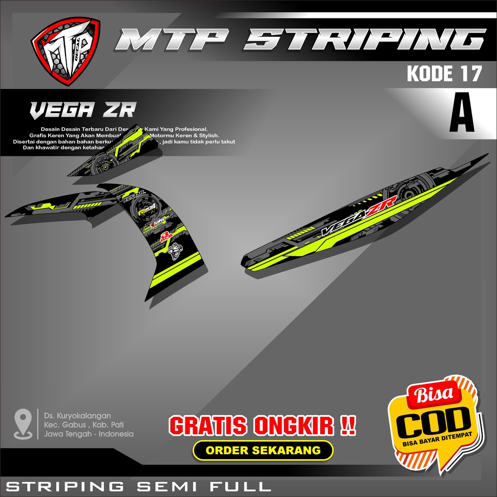 Jual MTP Sticker Striping Lis Variasi VEGA ZR Semi Full Desain Techno ...