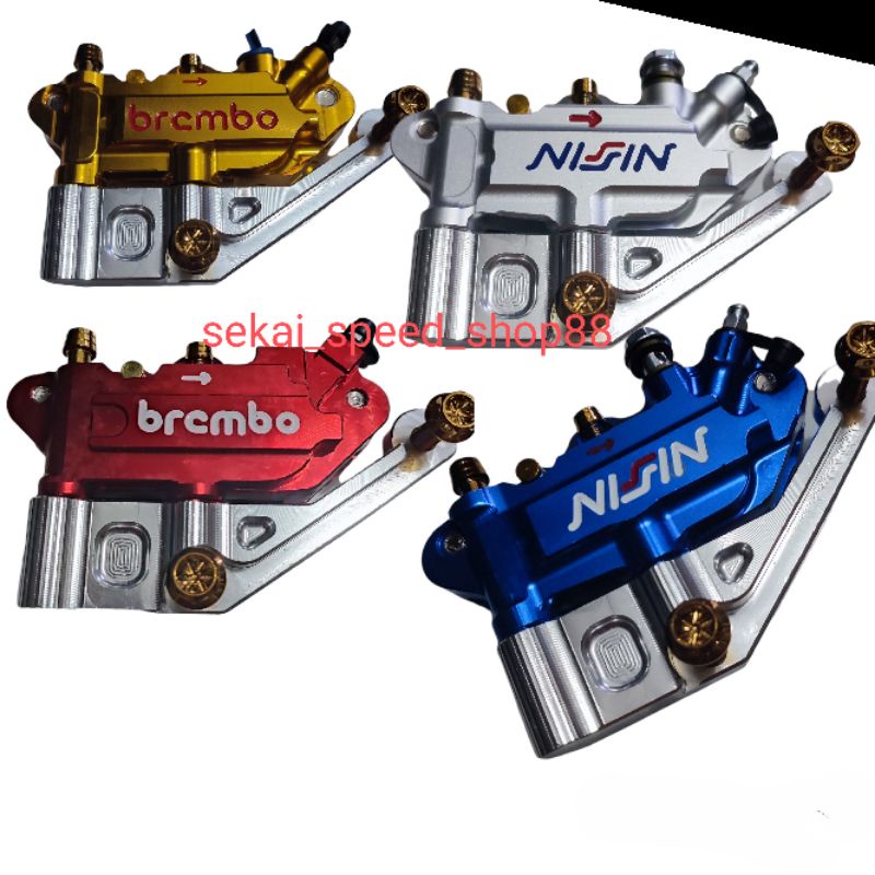 Jual Paket kaliper monoblok Brembo 4 piston CNC + Breket kaliper +Baut kaliper probolt gold PNP ...
