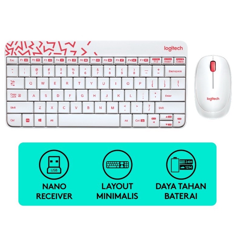 Jual Logitech MK240 Wireless Keyboard dan Mouse - White | Shopee Indonesia