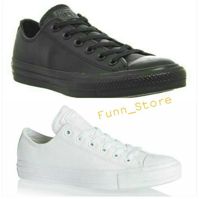 Jual (COD) Sepatu Converse All Star Kulit / Leather - Full Hitam / Full ...