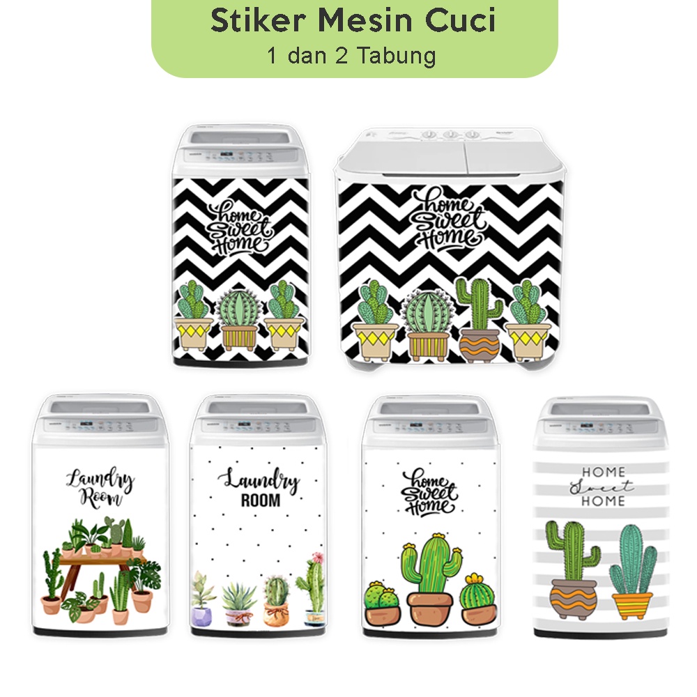 Jual Stiker Sticker Mesin Cuci 1 dan 2 Tabung Motif Tropical Kaktus ...