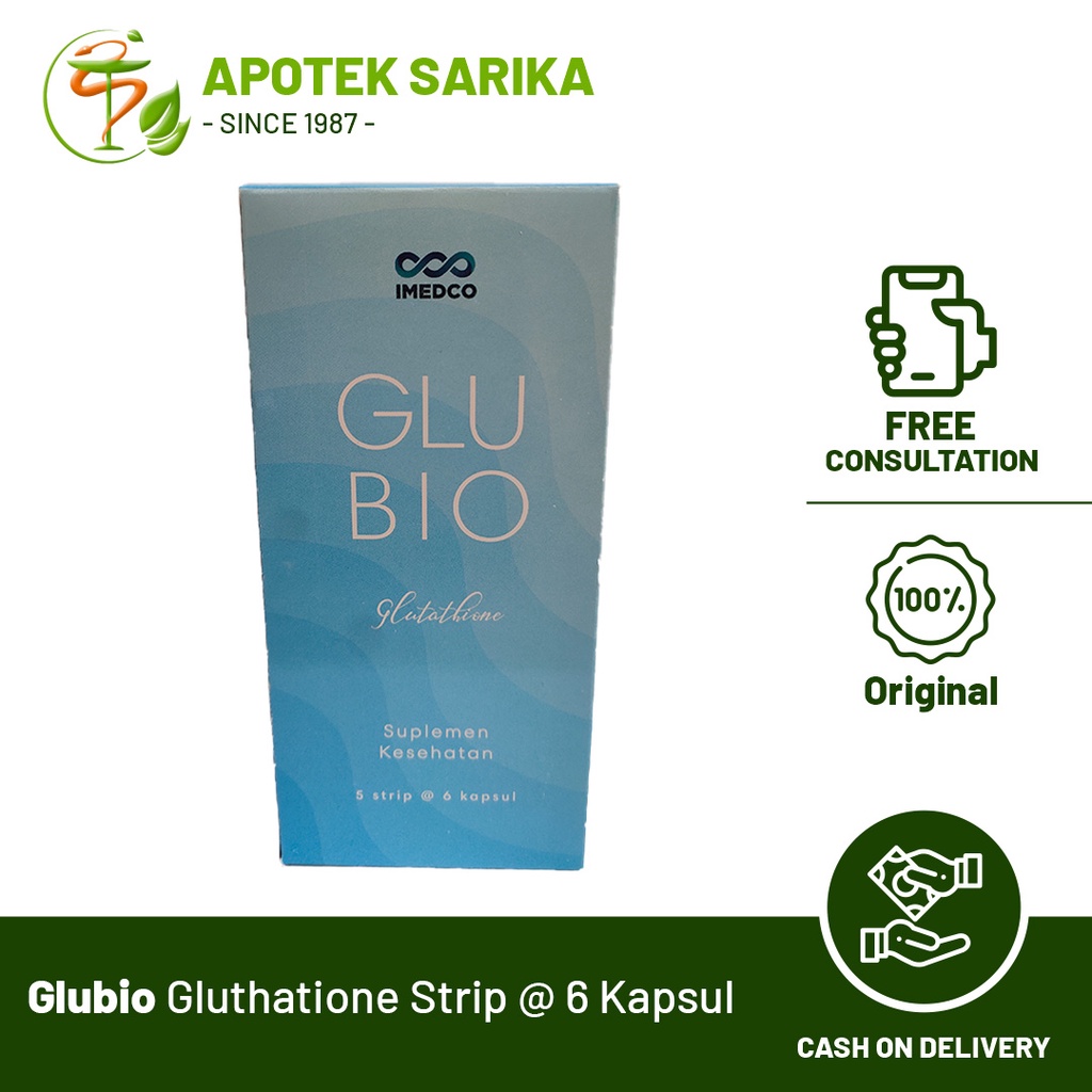 Jual Glubio Glutathione 500mg Strip Isi 6 Tablet / Suplemen Vitamin ...