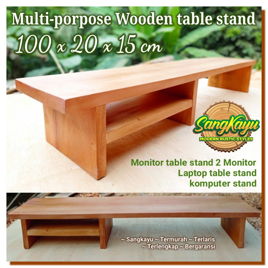 Jual SangKayu Monitor Stand Kayu 100x20x15 cm Meja Monitor Table 2 ...