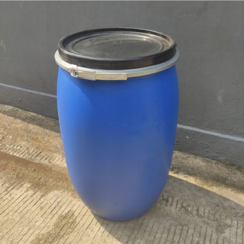 Jual DRUM PLASTIK CLAMP/ DRUM BIRU/ TONG HDPE/ WADAH KAPASITAS 120 ...