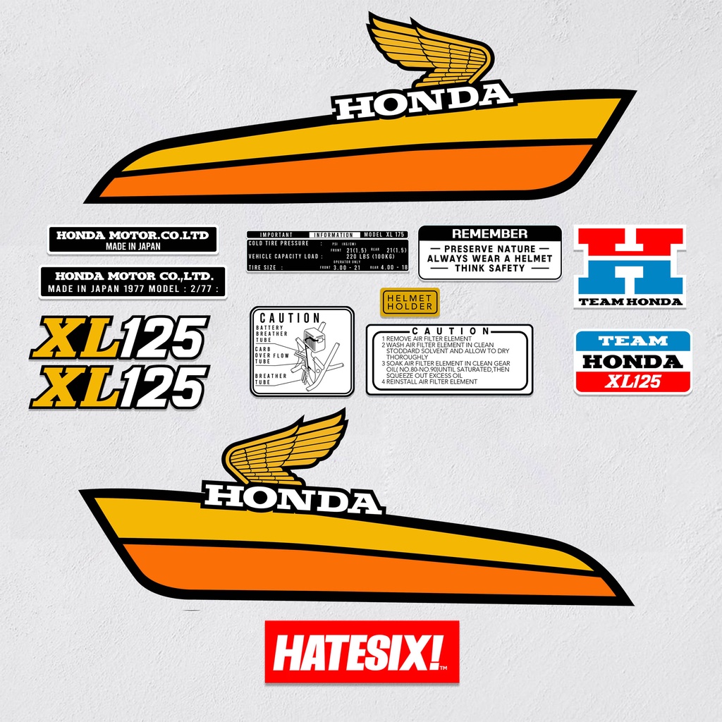 Jual Sticker Stiker Decal Tempelan Honda Xl 125 Hatesix | Shopee Indonesia