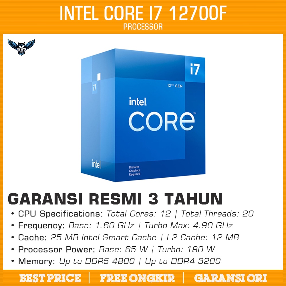 Jual Intel Core i7 12700F Box | 4.9Ghz 12C 20T | GEN 12th LGA1700 Processor | Shopee Indonesia