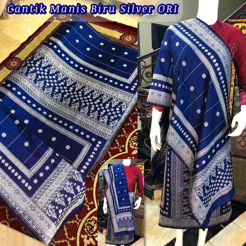 Jual Songket Cantik Manis Ori Biru Silver / Songket Tenun Palembang asli Tenun Tangan. (ilham ...