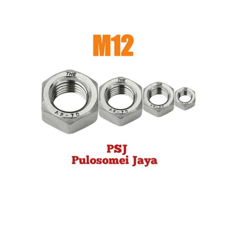 Jual Mur SS 304 / M12 Hex Nut Stainless Steel | Shopee Indonesia